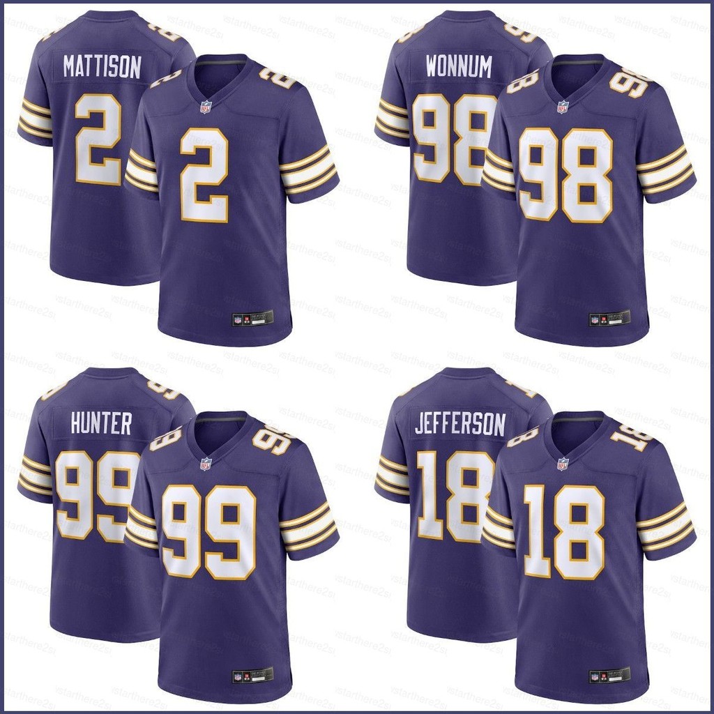 Qy NFL Minnesota Vikings เกม Jersey Wonnum Hunter Jefferson Mattison ...