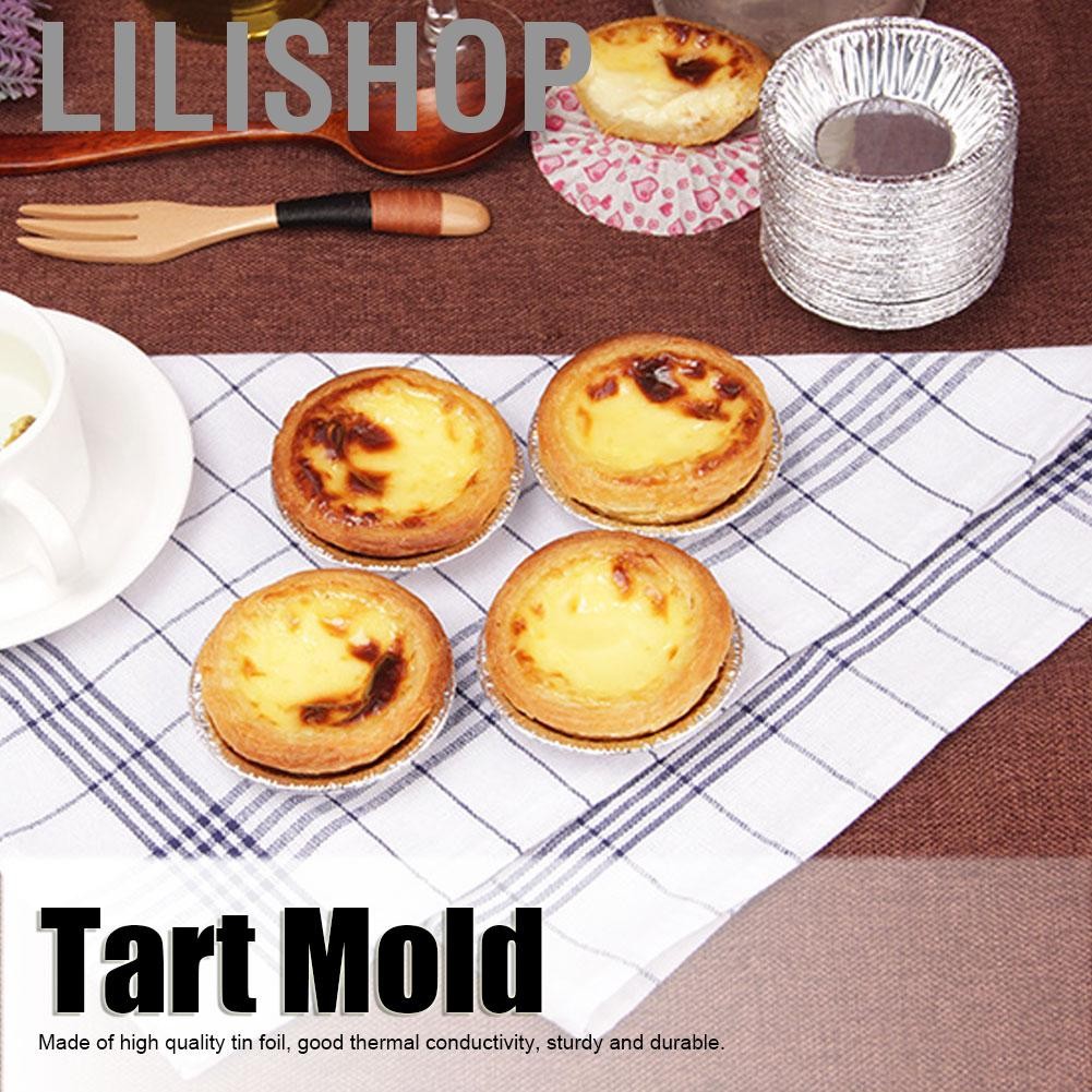 Lilishop 100 ชิ้นไม่ติดแม่พิมพ์ทาร์ตไข่คัพเค้กเค้กคุกกี้ดีบุกแม่พิมพ์กรณีถ้วยพายทาร์ตขนมกระทะ ...