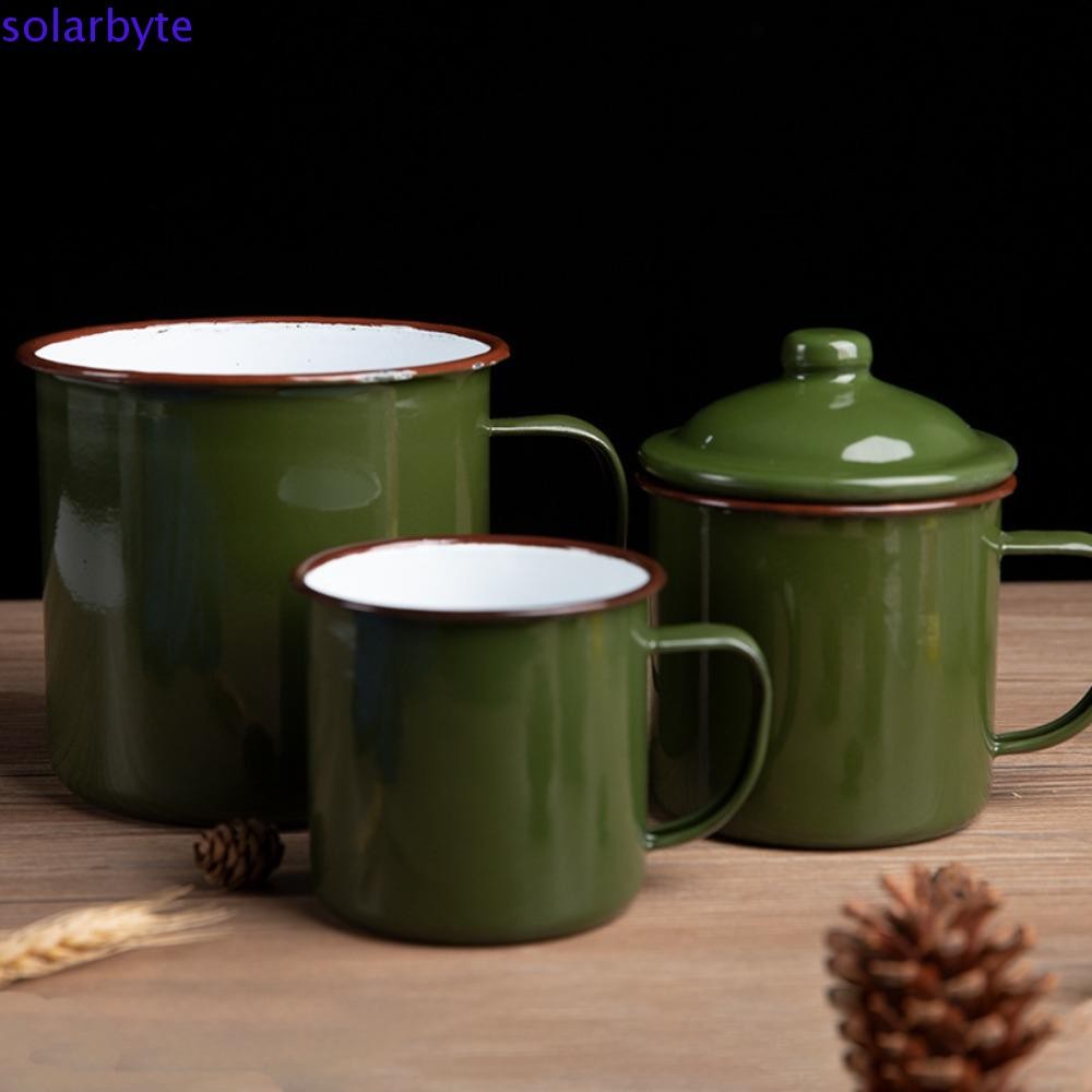 SOLARBYTE ถ้วยเคลือบ Nostalgic, โถชาหนาสีเขียว, ถ้วยน้ําพร้อมฝาปิด Anti-fall 1970s แก้วสไตล์จีน ...