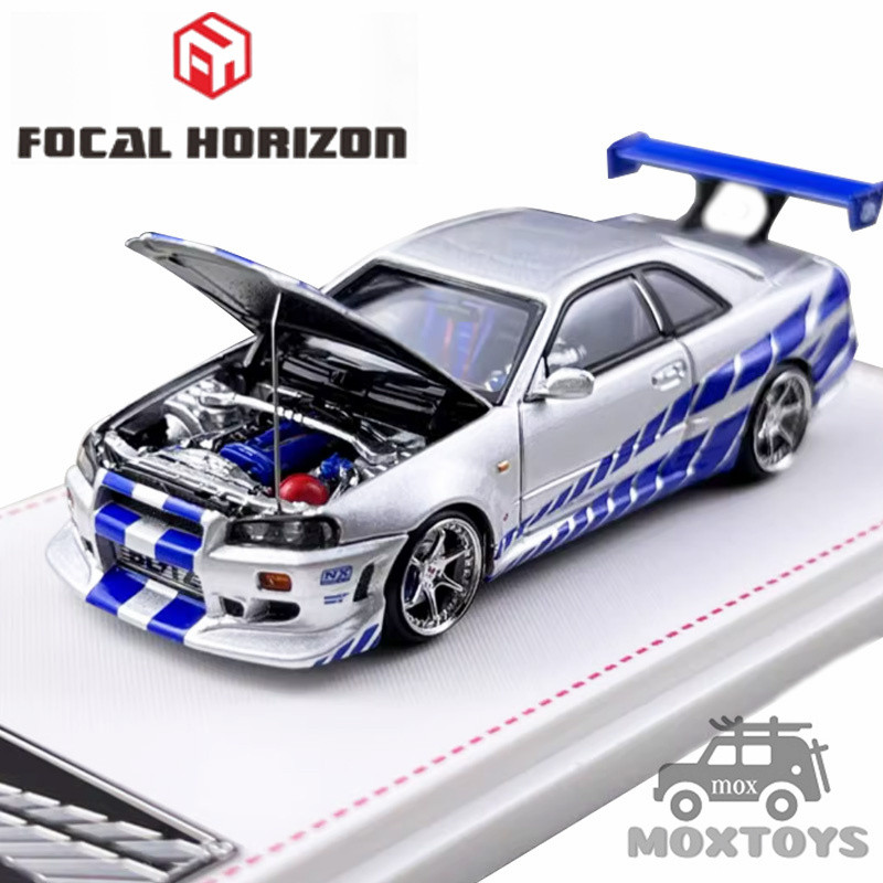 Focal Horizon FH 1:64 Skyline GT-R R34 FNF C-West Silver Blue ...