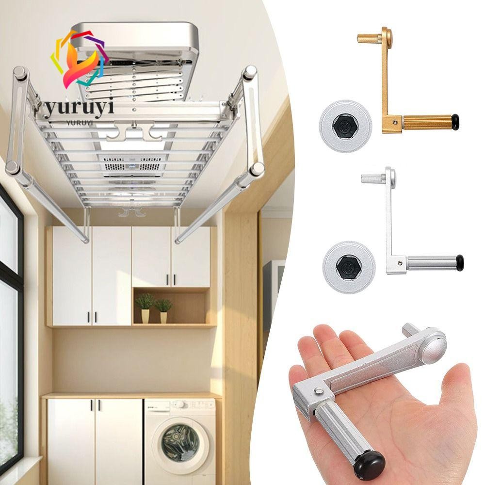 YURUYI ยกราวตากผ้า Handle,พับอลูมิเนียมแขวนยกโลหะ Winch จับ, Universal พับไม้แขวนเสื้อ Rack Hand ...