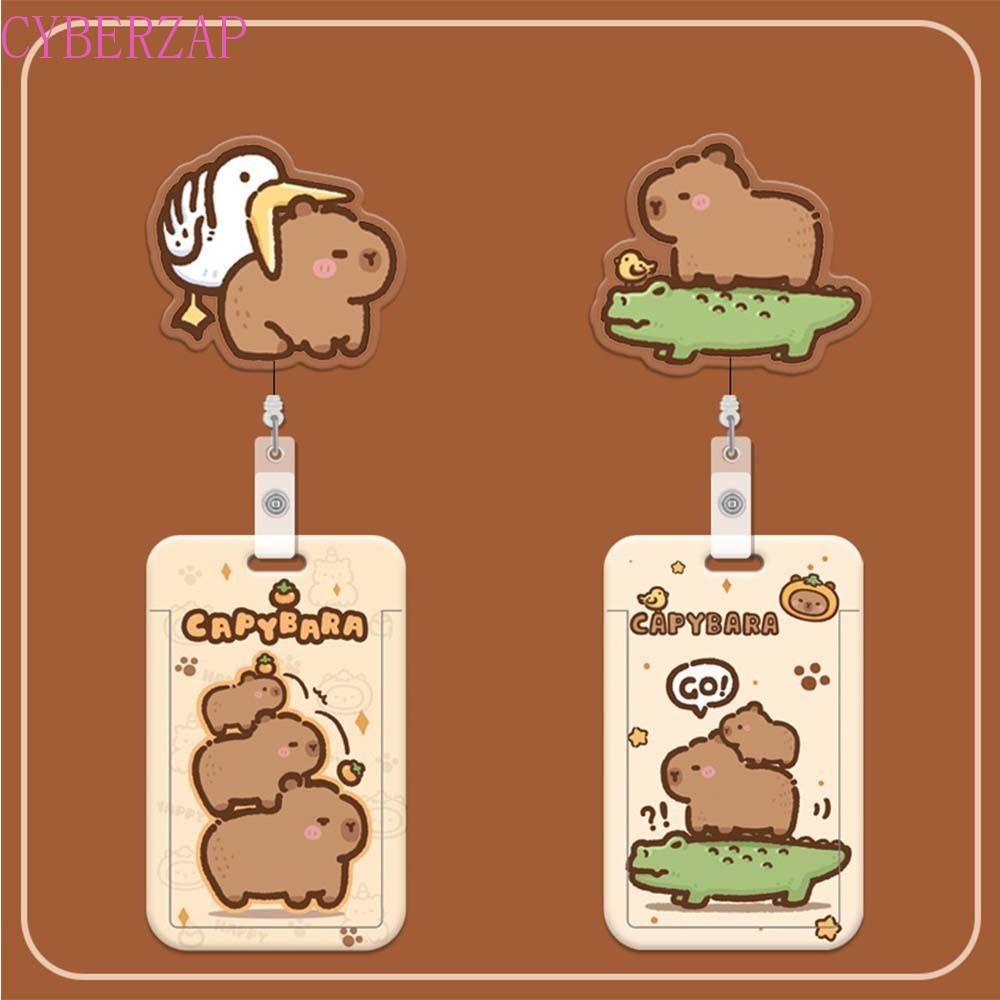 CYBERZAP ผู้ถือบัตรชื่อ, 360 หมุนจระเข้คลิปการ์ตูน Capybara Badge Reel ...