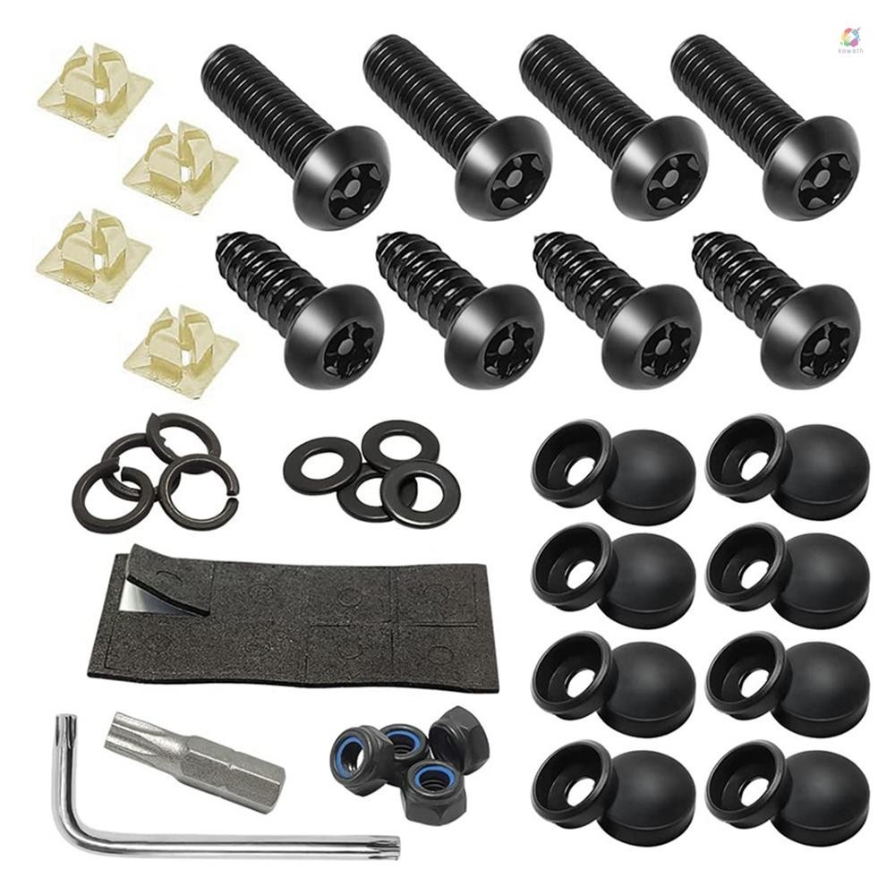 Kawath สกรูป้ายทะเบียนป้องกันการโจรกรรมชุดสแตนเลสแผ่นยึดฮาร์ดแวร์ ...