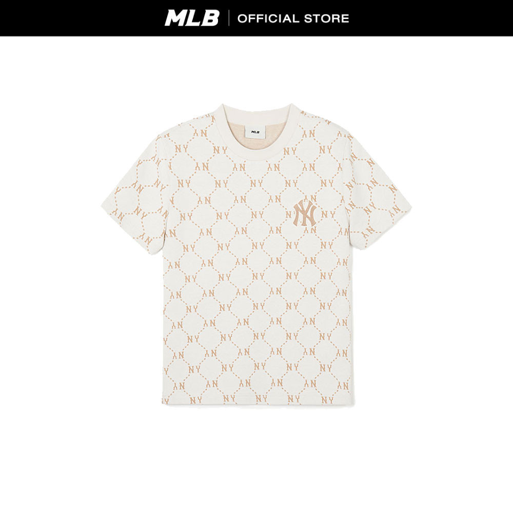 MLB เสื้อยืด Unisex Jacquard Dia Monogram รุ่น 3ATSM0143 50CRS สีครีม ...