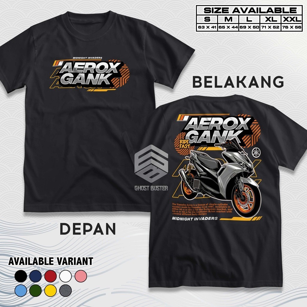 Yamaha Aerox Gank 155 CC Ride Fast Midnight Invaders เสื้อยืด Herex รถ ...