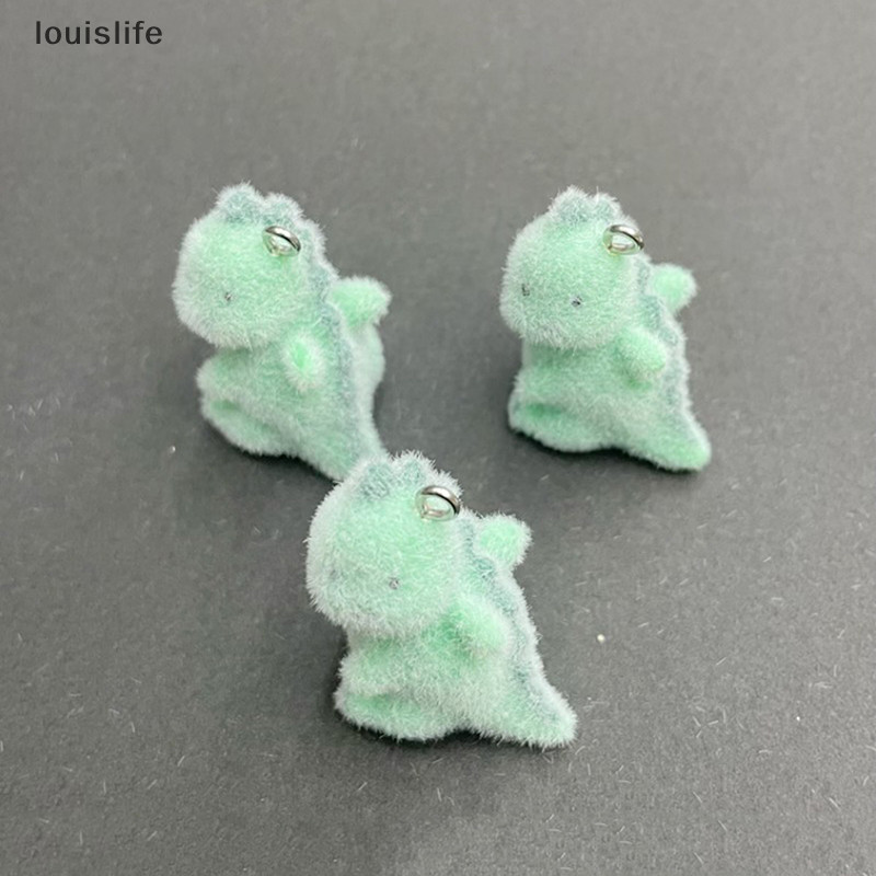 Leth 3D Flocking สีเขียวไดโนเสาร์พวงกุญแจการ์ตูนตุ๊กตาสัตว์พวงกุญแจจี้ ...