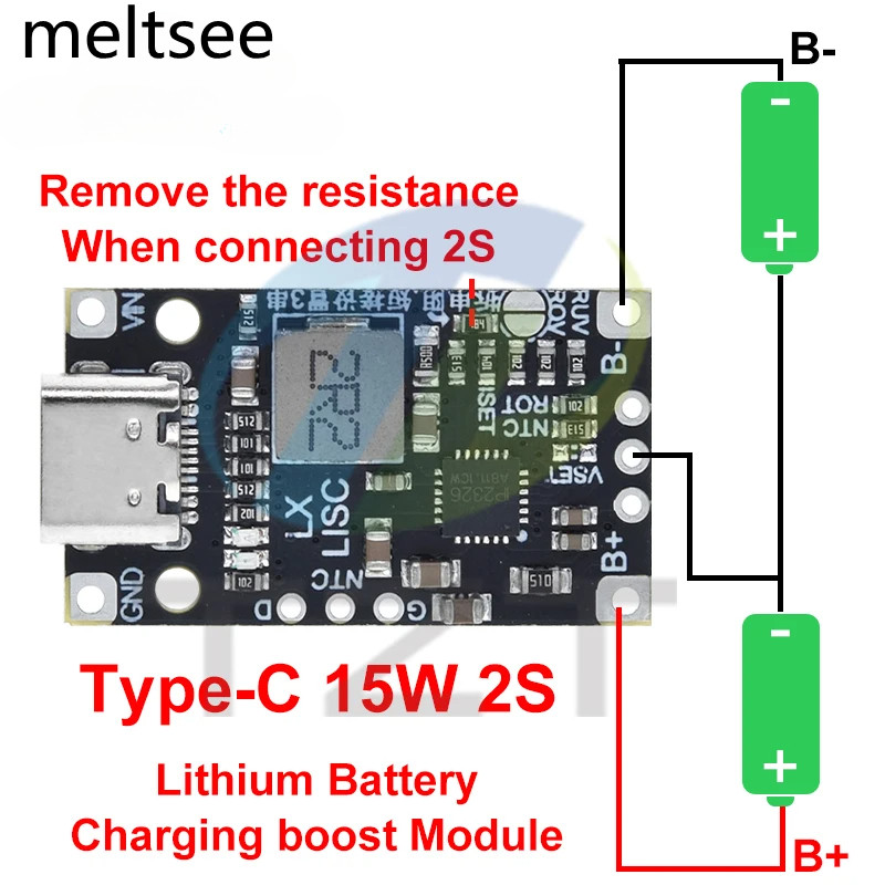 Type-c USB 2/3S BMS 15W 8.4V 12.6V 1.5A 2S 3S BMS แบตเตอรี่ลิเธียมชาร์จ ...
