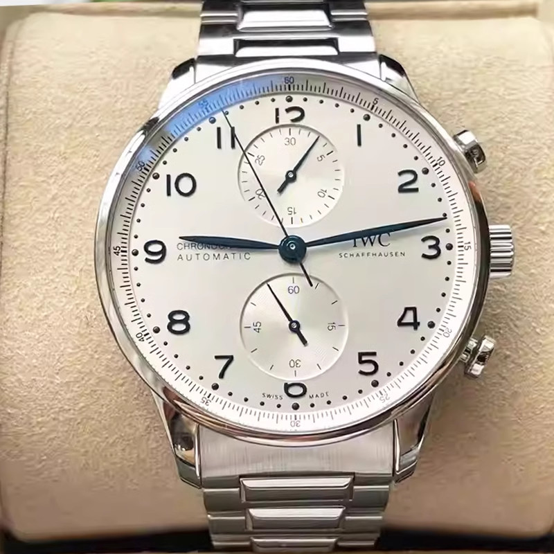 Iwc Full Set IW นาฬิกาผู้ชายโปรตุเกส Blue Needle Steel Band นาฬิกากลไกอัตโนมัติผู้ชายใหม่ ...