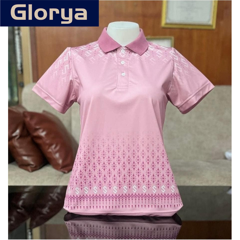 Glorya ออกแบบใหม่3D พิมพ์เสื้อโปโลไล่โทนสีและลายดอกไม้ Coordinated SSS ...