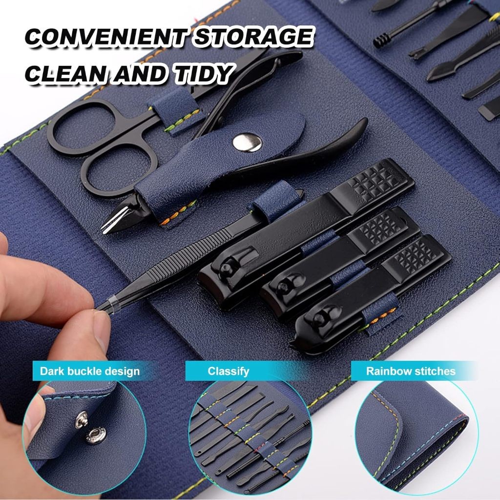 16 ชิ้นสแตนเลสเล็บกรรไกรตัดเล็บ Pengilat เครื่องตัดกรรไกรชุดตัดเล็บ ...