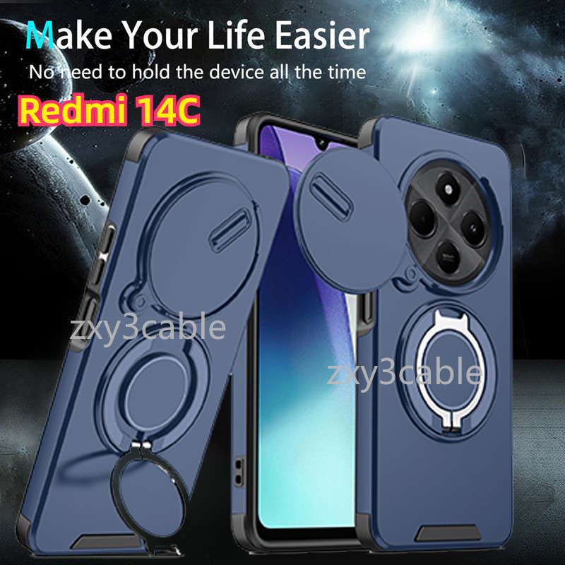 กันกระแทก Push Window สําหรับ Redmi 14C POCO C75 4G 2024 หรูหราแม่เหล็ก ...