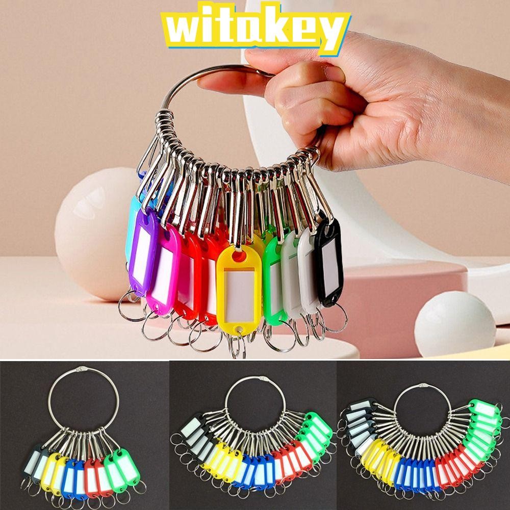 WITAKEY 10/20/30/40 ชิ้นพวงกุญแจ, พลาสติกพร้อมจํานวนแผ่นแท็กกุญแจ, แหวนแยกโลหะหลายสีโปร่งใส ...