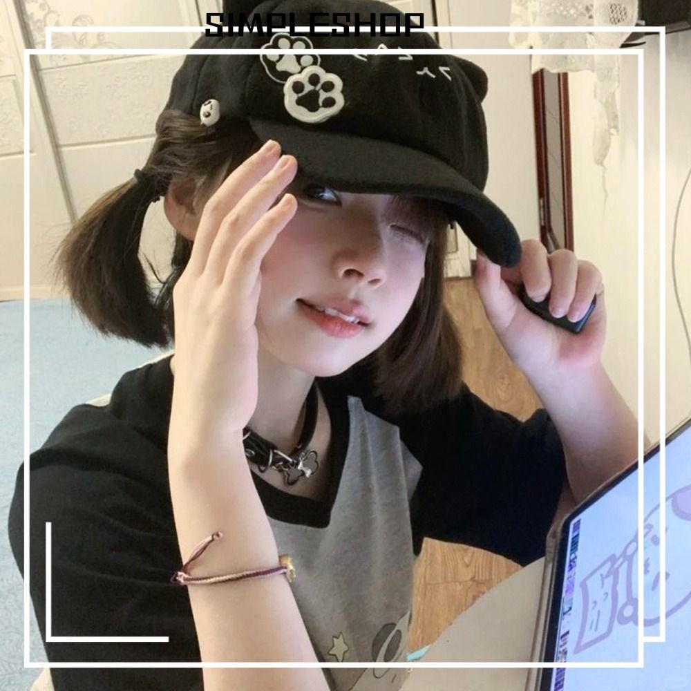 SimpleShop Berets หมวกสไตล์ Newsboy หูแมวหวาน Lolita JK และ Y2K สำหรับคุณสาวๆ | Shopee Thailand