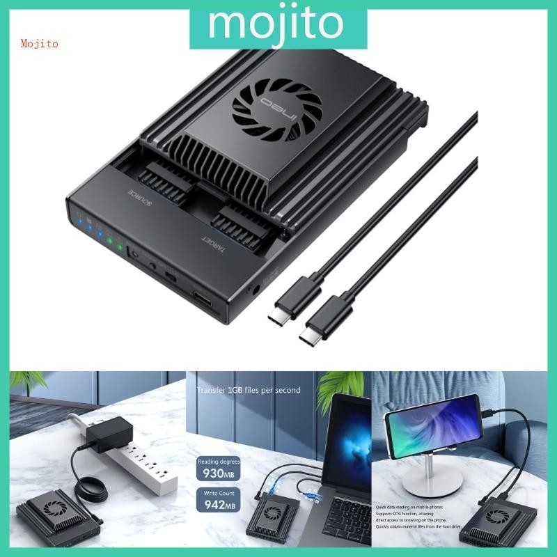 Mojito 10Gbps M 2 NVME SSD Enclosure Double Bay SSD กรณี USB3 2 SSD ...