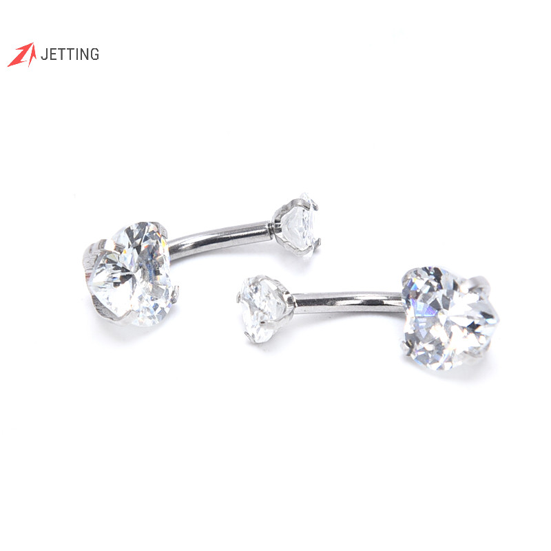 Jtth เหล็กผ่าตัดหัวใจเพทายสะดือปุ่มท้องแหวนบาร์เครื่องประดับ JTT ...