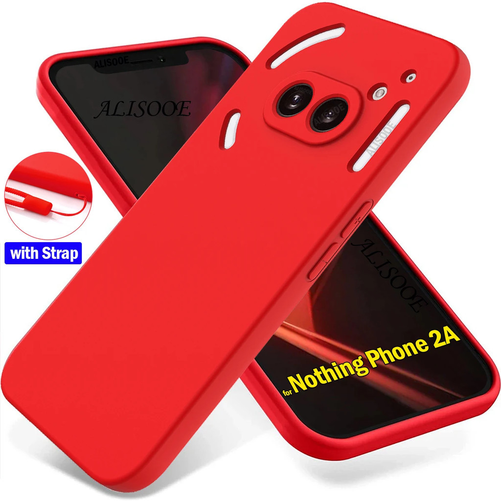 พร้อมสายรัด Funda สําหรับ Nothing Phone 2A Plus เคสซิลิโคนเหลวป้องกัน ...