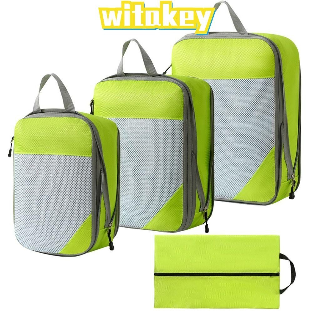Witakey 4 ชิ้น/เซ็ตกระเป๋าเดินทาง, เส้นใยโพลีเอสเตอร์ความจุสูงถุงเก็บบีบอัด, ความเรียบง่ายแบบ ...