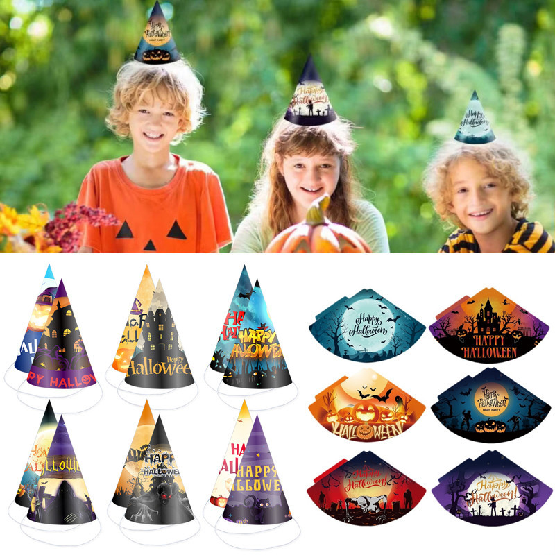 หมวกกระดาษฮาโลวีน Multi Type Hallow หมวกตกแต่งงานปาร์ตี้เด็ก Trick หรือ ...