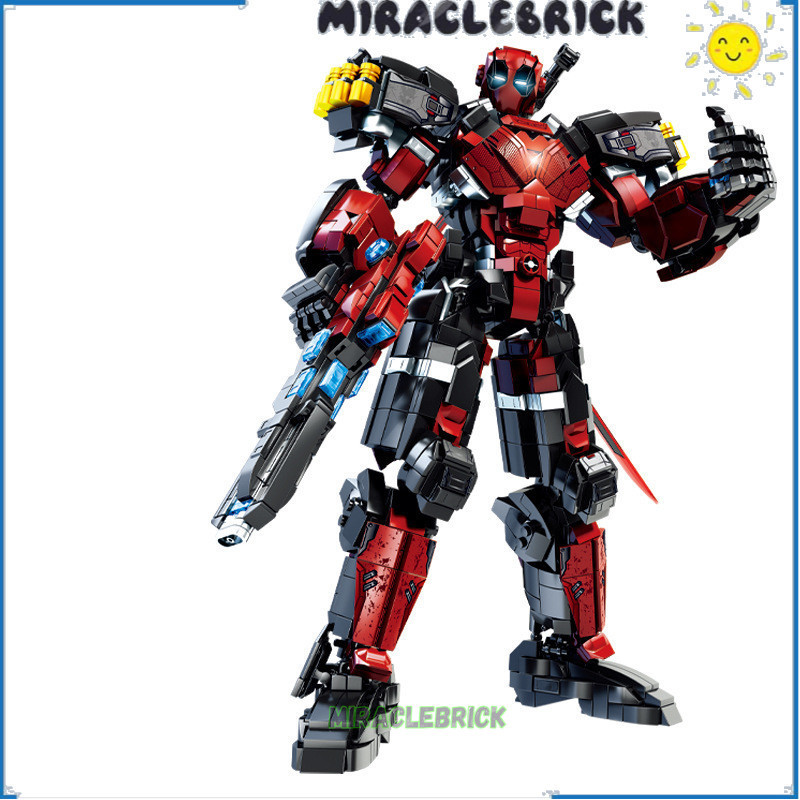 Deadpool Battle Mech สวิตช์ที่สามารถเคลื่อนย้ายปริศนาประกอบบล็อกตัวต่อ ...