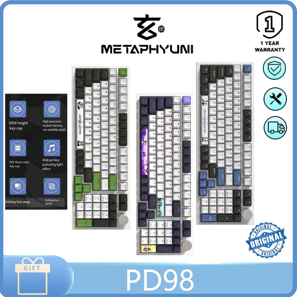 Metaphyuni PD98 98 คีย์พร้อมไร้สายบลูทูธ USB สามโหมดคีย์บอร์ดแบบกําหนด ...