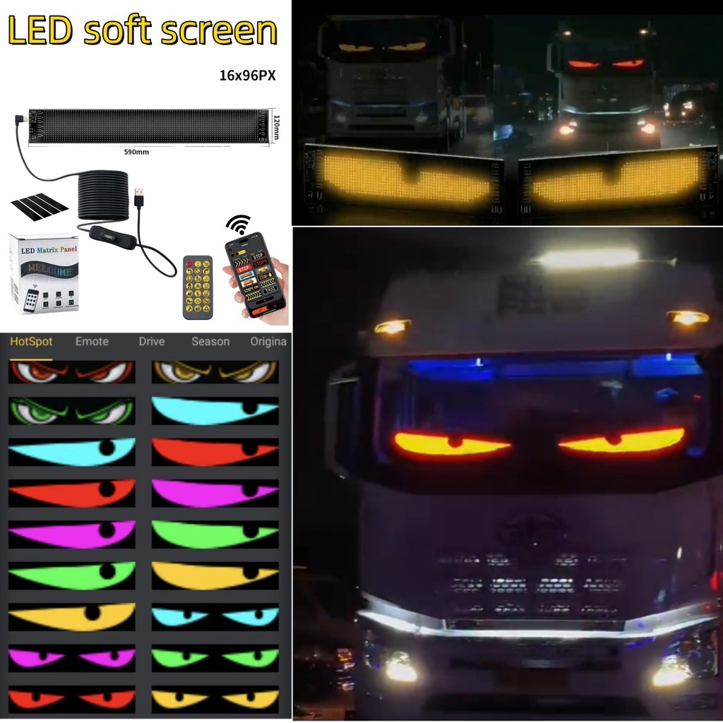 ป้าย LED รถยนต์บลูทูธ APP LED Matrix Pixel แผง Night Light DIY โปรแกรม ...