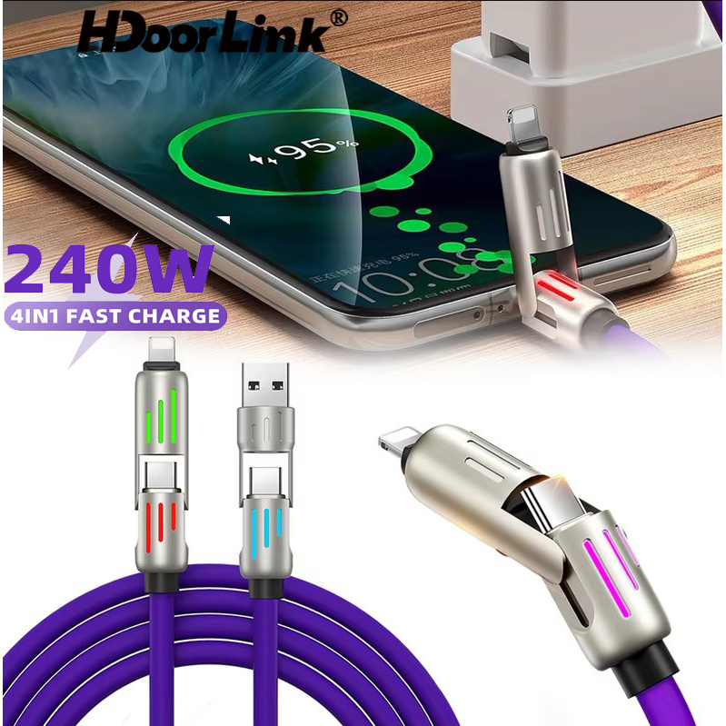 Hdoorlink 4-in-1 PD 240W Fast Charging Mech Data Cable USB Type C ถึง ...