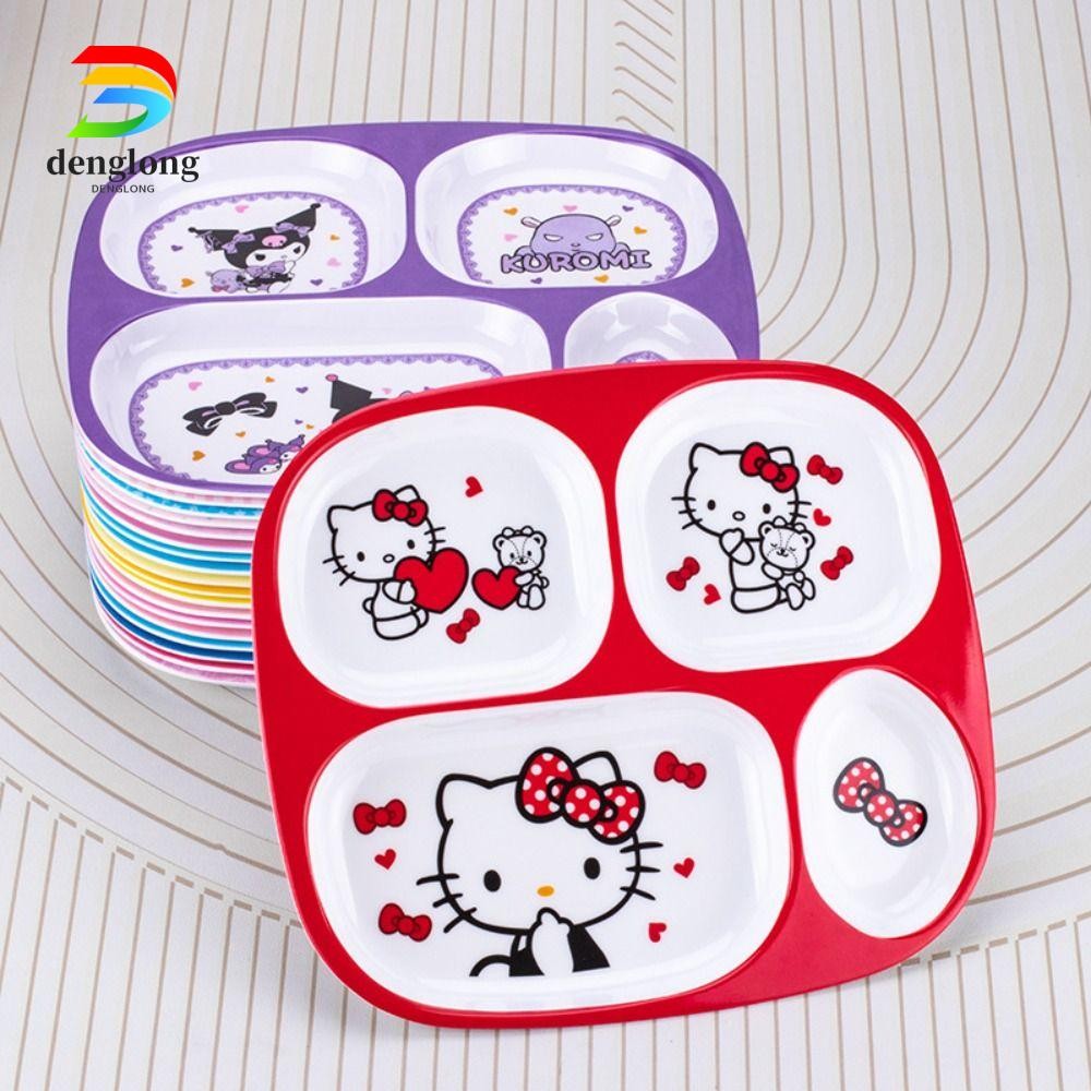 Denglong จานใส่อาหาร Kuromi Sanrio ผ้าปูโต๊ะปี 2024 ชุดอาหารอนิเมะ Hello Kitty | Shopee Thailand