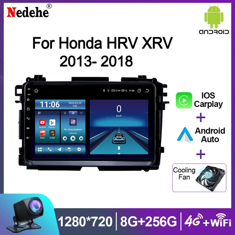Android 13 รถวิทยุเครื่องเล่นมัลติมีเดียสําหรับHonda HR-V HRV XRV Vezel 2013 - 2019 Carplay ...