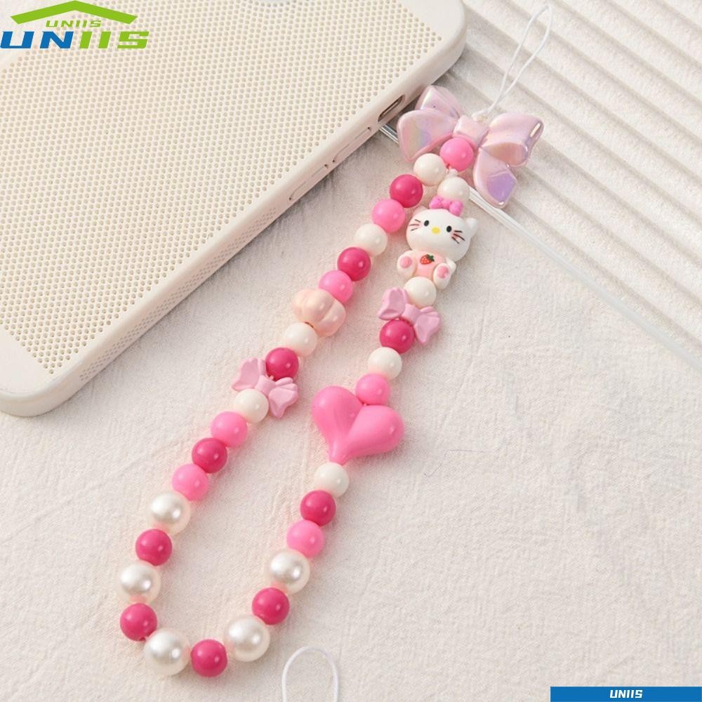พวงกุญแจลูกปัด UNIIS, เชือกเส้นเล็กโทรศัพท์มือถือจี้ Sanrio, พวงกุญแจการ์ตูนน่ารักขยายโซ่ ...