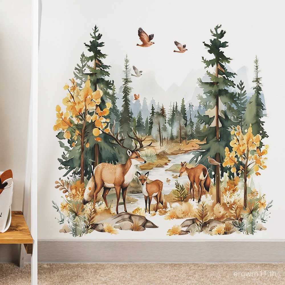 Vanxi สนุก-b53 การ์ตูนกวางกลุ่มป่าห้องเด็กอนุบาลพื้นหลังบ้าน ...