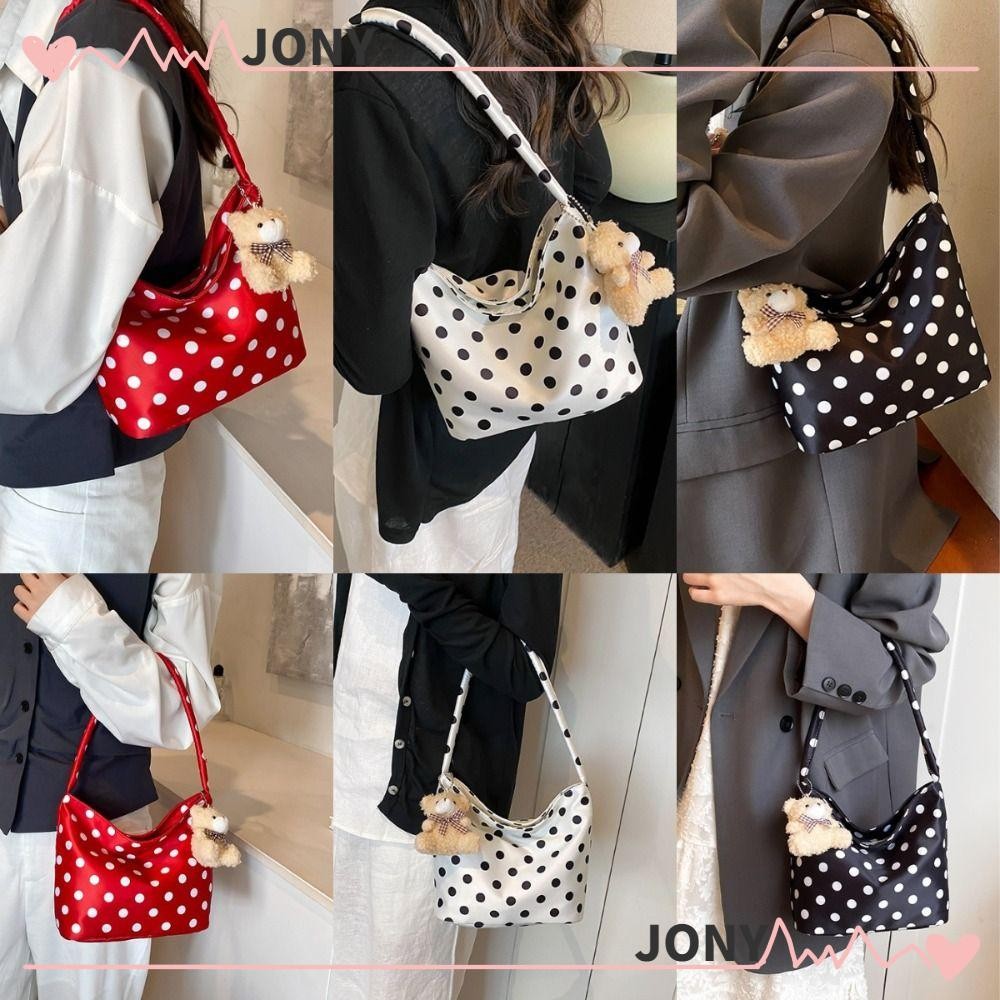 JONY Tote Bag กระเป๋าน้ำหนักเบา มีลายจุดหลากสี ความจุมาก เหมาะทำของขวัญ ...