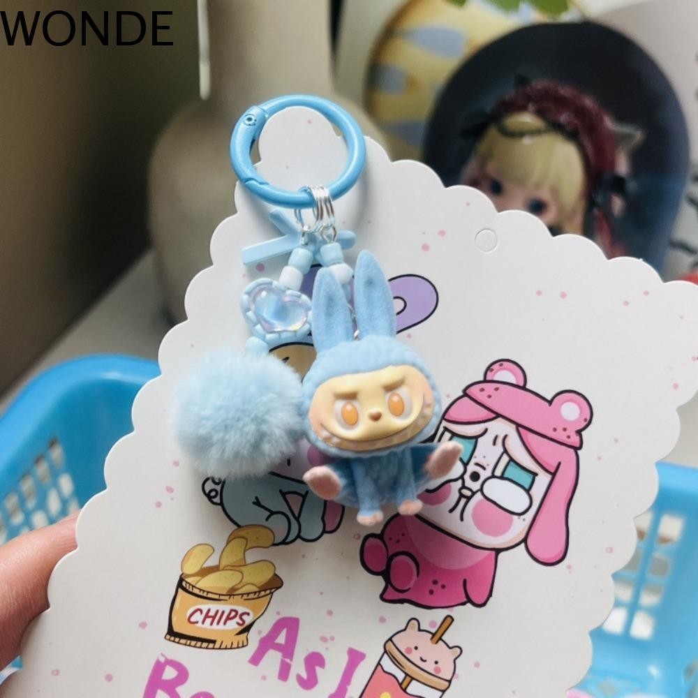 WONDE Lazy Yoga Labubu Doll, ซิลิกาเจล Plush Ball Flocking Labubu Key ...