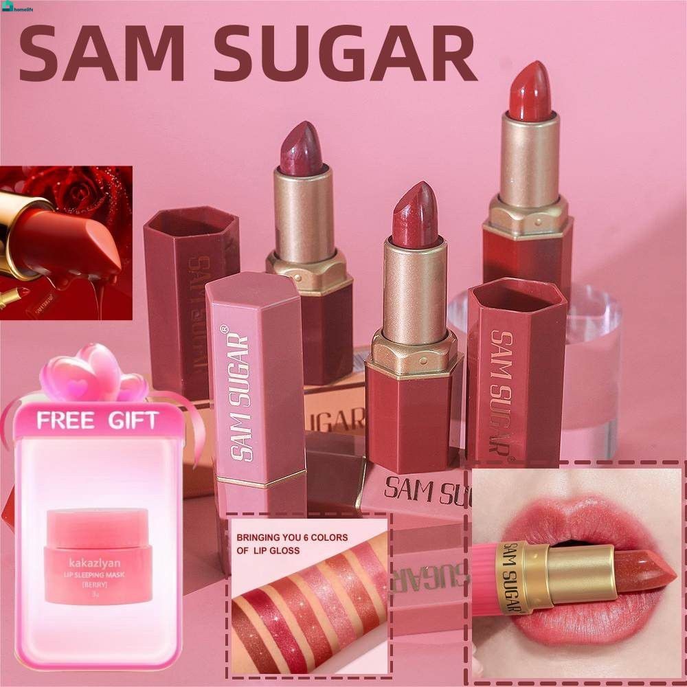 【สต๊อกพร้อม】【ของขวัญฟรี】ลิปสติก Sam Sugar ไม่ซีดจาง กันเหงื่อ เงางาม ...