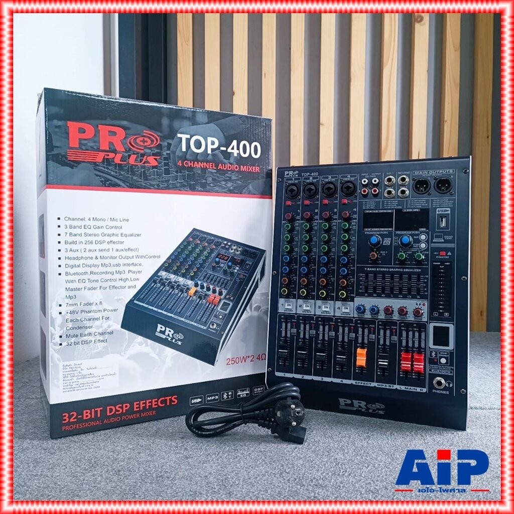 PROPLUS TOP-400 POWERMIXER เพาเวอร์มิกเซอร์สเตอริโอ 4 ชาแนล 250Wx2 USB ...