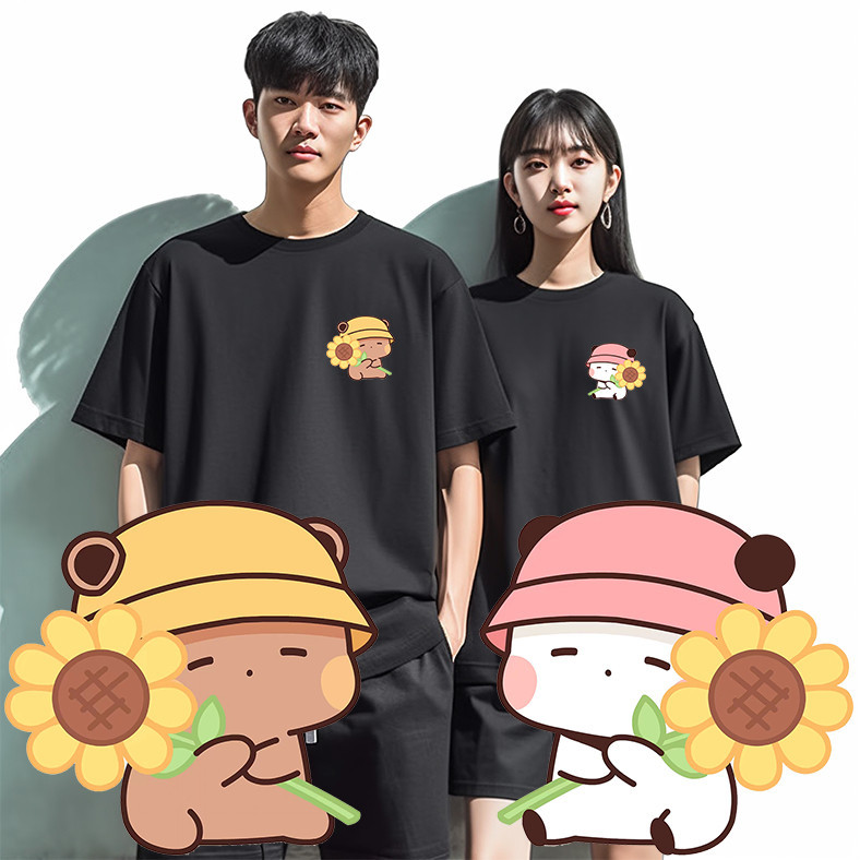 เสื้อยืด couple bubu DUDU น่ารัก bubu yier 布一二情เสื้อยืดวันวาเลนไทน์หมี ...