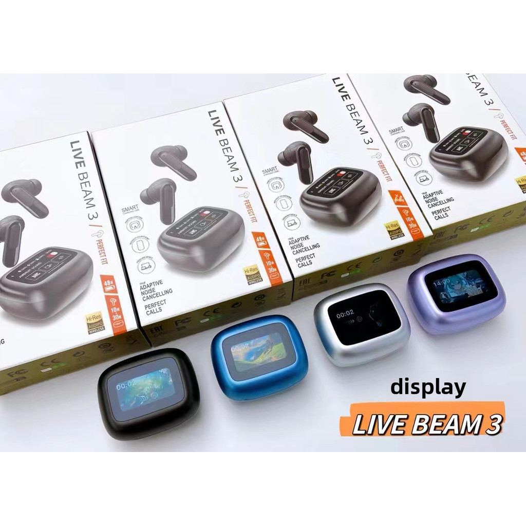 หูฟังบลูทูธใหม่ LIVE BEAM3 หน้าจอสีสัมผัส ENC+ANC หูฟังตัดเสียงรบกวน ...