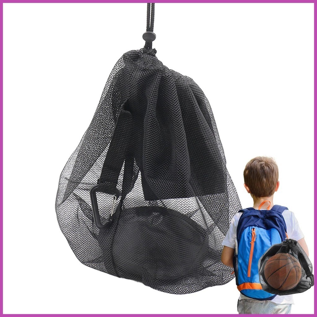 Drawstring Ball Bag ตาข่ายเก็บกระเป๋าลูกบอลเดี่ยวพร้อมตะขอนักเรียนการ ...