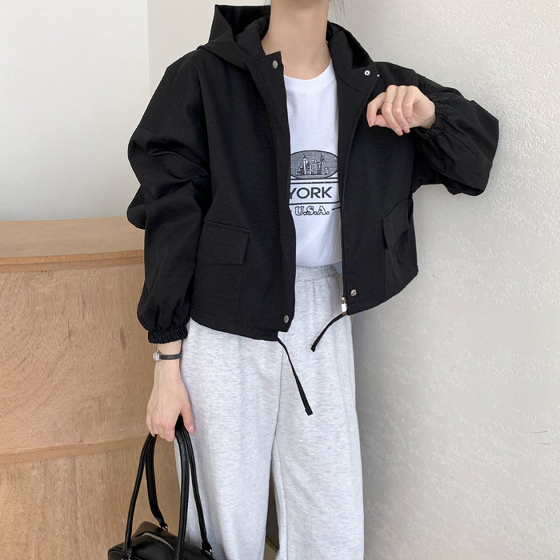 เกาหลีเกาหลีฤดูใบไม้ร่วง Retro All-Match Hooded Zipper หลวมสบายๆ All ...