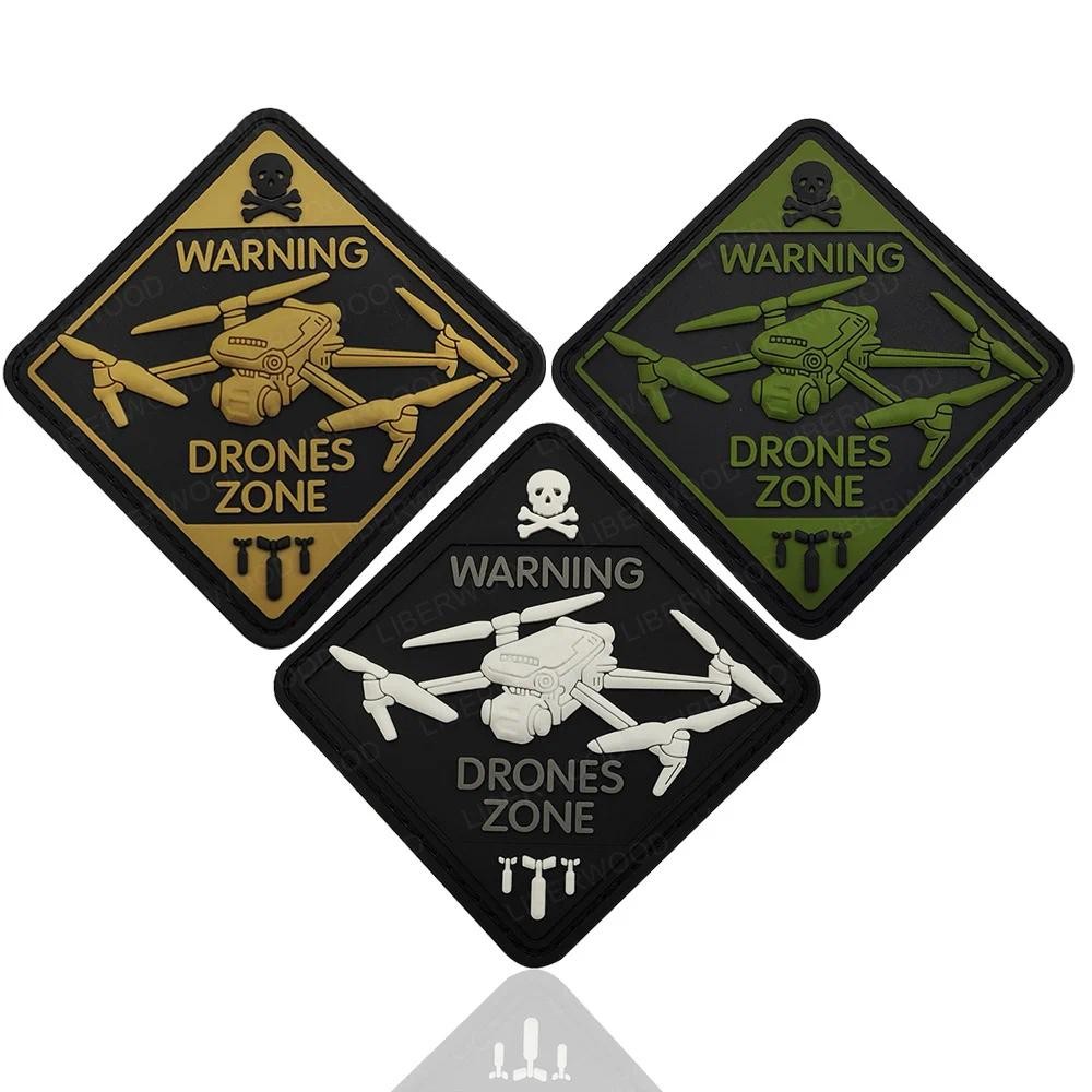 Warning DRONES ZONE ยุทธวิธี Patch Unmanned Aerial รถ UAV 3D PVC Hook ...
