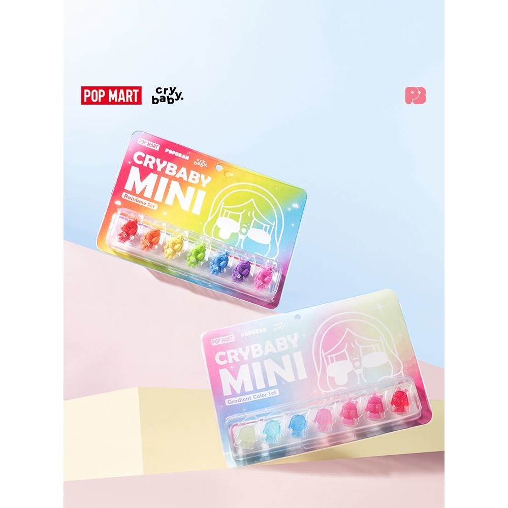 Popmart POPMART Bubble Cute Pellets CRYBABY MINI Doll Gradient Rainbow ...