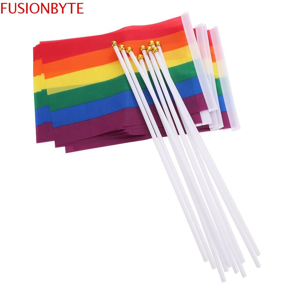 Fusionbyte 10 ชิ้นธงสายรุ้ง, LGBT Pride Day Rainbow Hand Flag, ถือง่าย ...