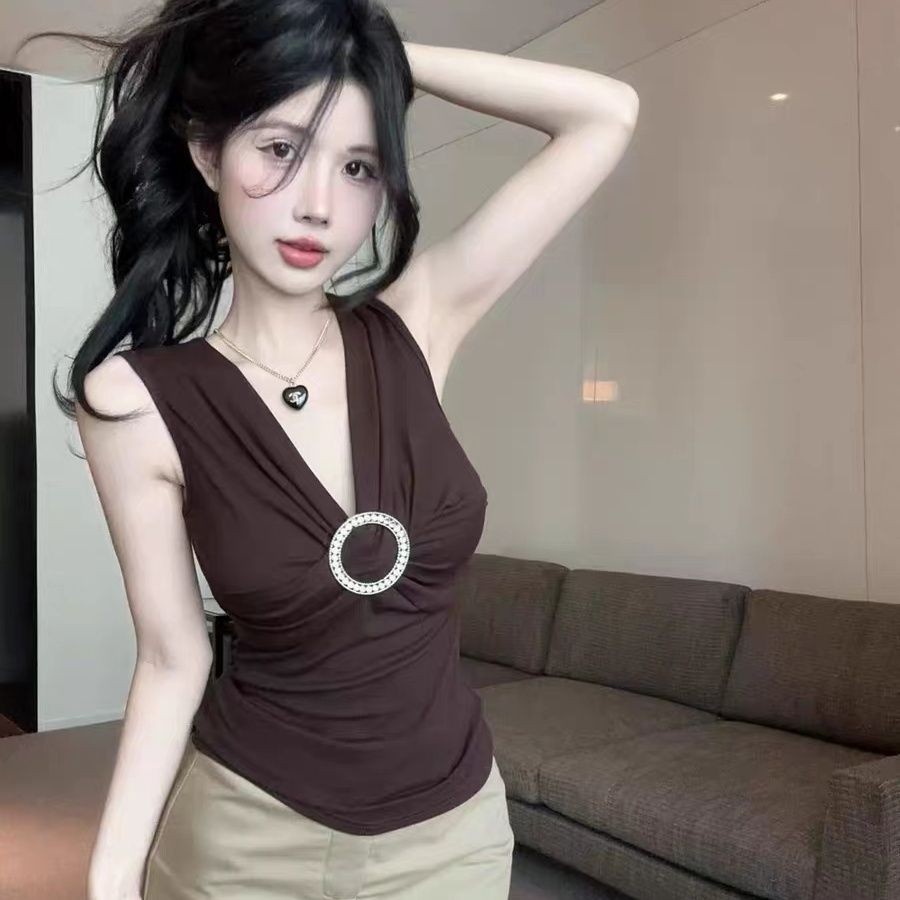 เสื้อโค้ทแขนกุดแบบเซ็กซี่ Kinkle ดีไซน์วินเทจ สไตล์มอลเลอร์ด สีบราวน์ ...