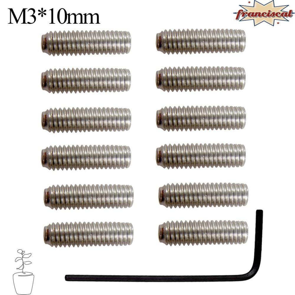 FRANCISCAL 12 ชิ้นสกรูปรับไฟฟ้า,โลหะเงิน Fender Bridge สกรู,M3X10 ปรับ ...