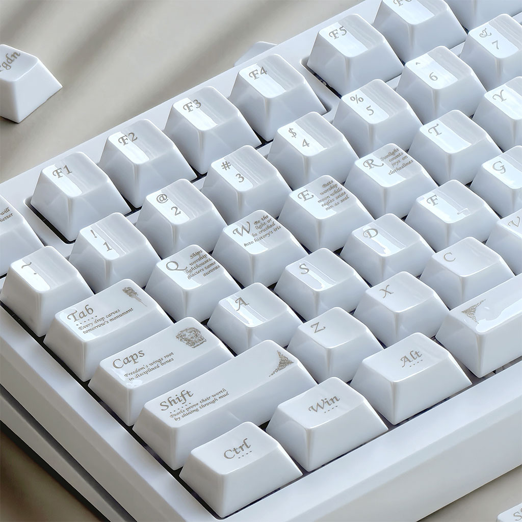 Porcelain FeelingWhite คํา Porcelain Keycaps โปรไฟล์เชอร์รี่ PBT Dye ...