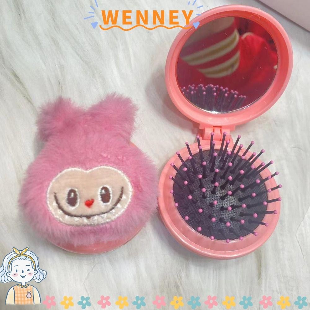 Senny Labubu Plush Air Bag Comb, MiNi Cute Labubu Mirror, กระจกพับ ...