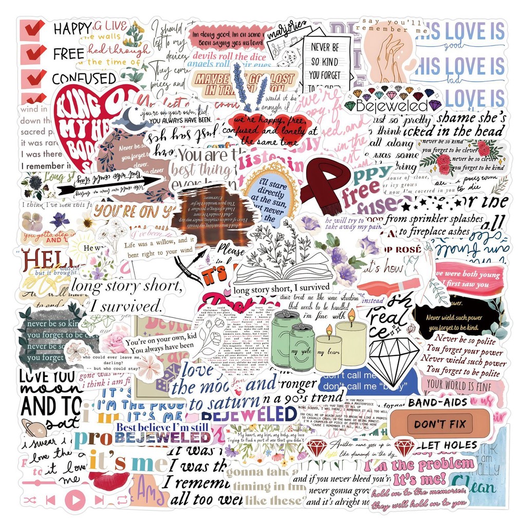 สติ๊กเกอร์ PVC กันน้ํา Taylor Swift Lyrics 110 ชิ้น | Shopee Thailand