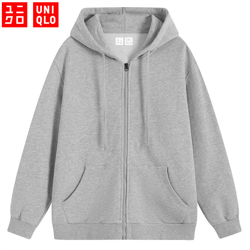 Ready Stock！M-4XL UNIQLO ไซส์ใหญ่ แฟชั่น ผู้หญิง แขนยาว เสื้อฮู้ด เสื้อกันหนาว ซิปหน้า มีเชือก ...