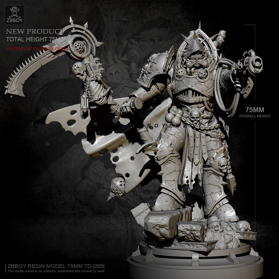 H75 mm 1/24 zbboy ผลิตโดย Dark Hunter เรซิ่นทหารแม่พิมพ์สีขาว TD-2509 ...