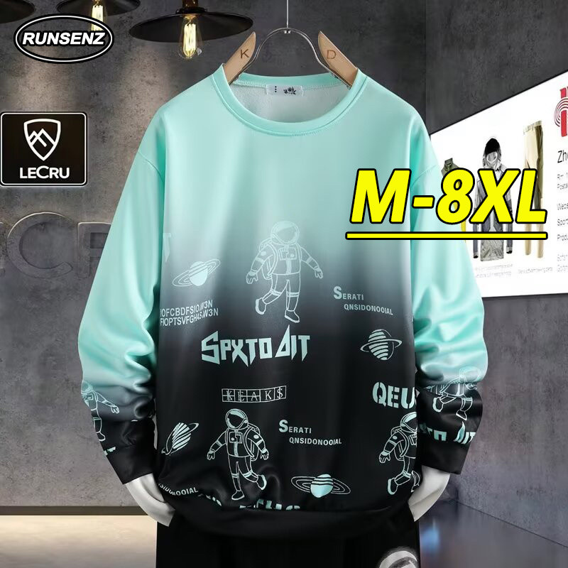 M-8xl เกาหลีอินเทรนด์สีเขียวเสื้อกันหนาวผู้ชาย Plus ขนาดสบายๆหลวมแขนยาวขนาดใหญ่ T เสื้อ | Shopee ...