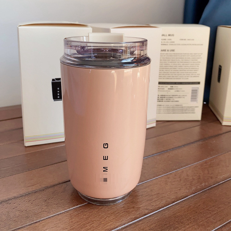 ของแท้ SMEG ถ้วยกาแฟสีชมพู ฟร้อนและเย็นถ้วยเก็บความร้อนแบบใช้คู่เกรด ...